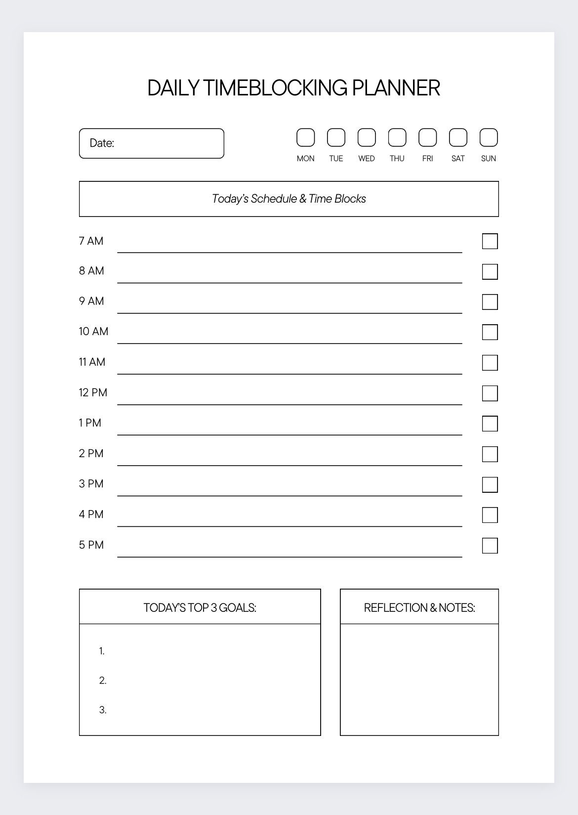 Daily Timeblocking,timeblocking Planner Printable,daily Schedule ...