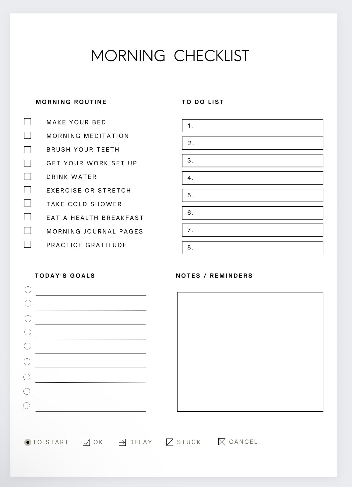 Morning Checklist,morning Routine,daily Checklist,day at a Glance,daily ...