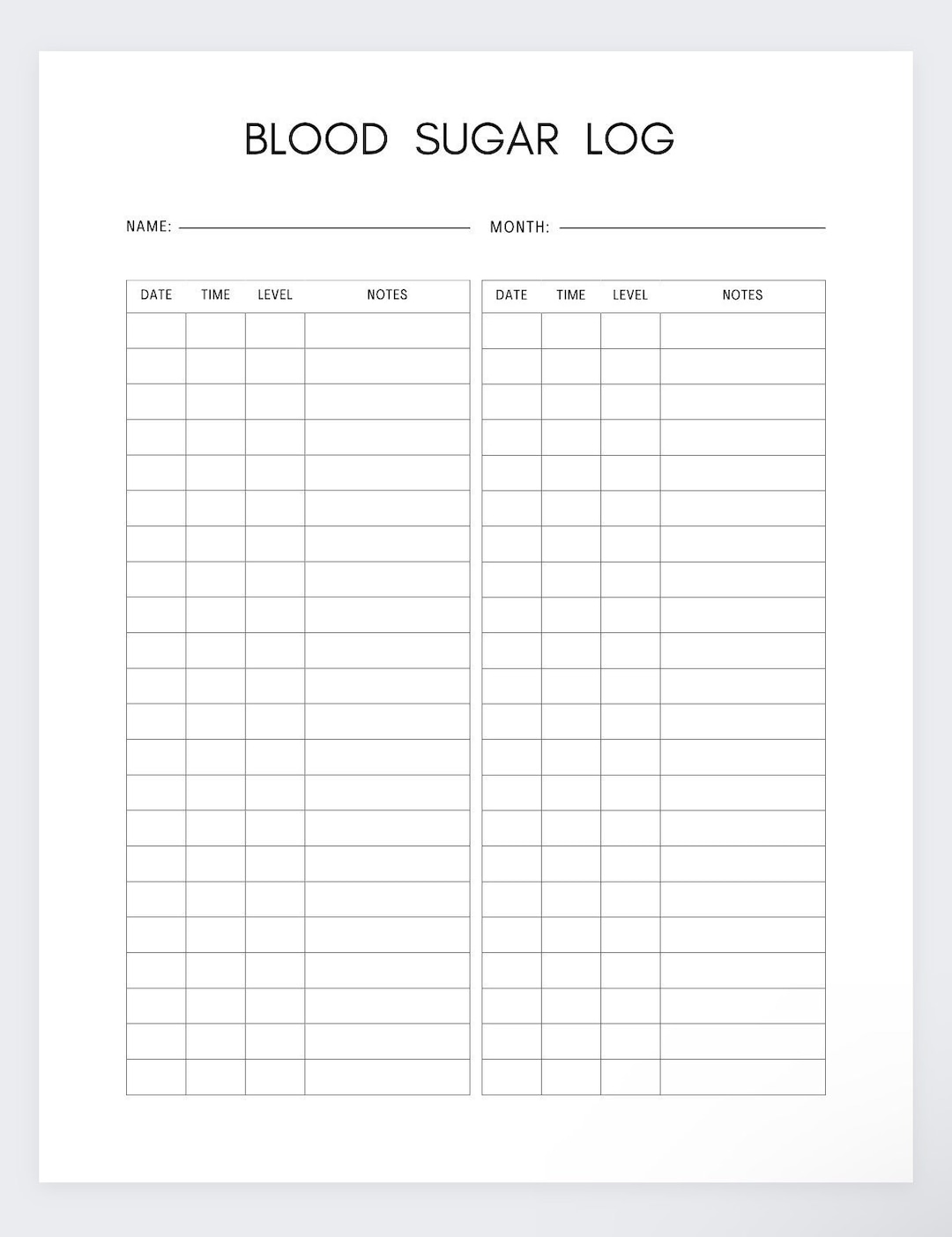 Blood Sugar Log,blood Sugar Tracker,health Planner,diabetes Tracker ...