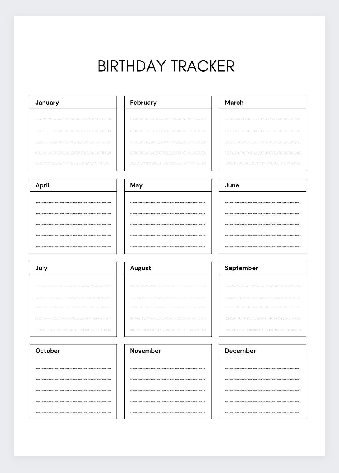 Birthday Planner,date Tracker,birthday Tracker ,birthday Recorder ...