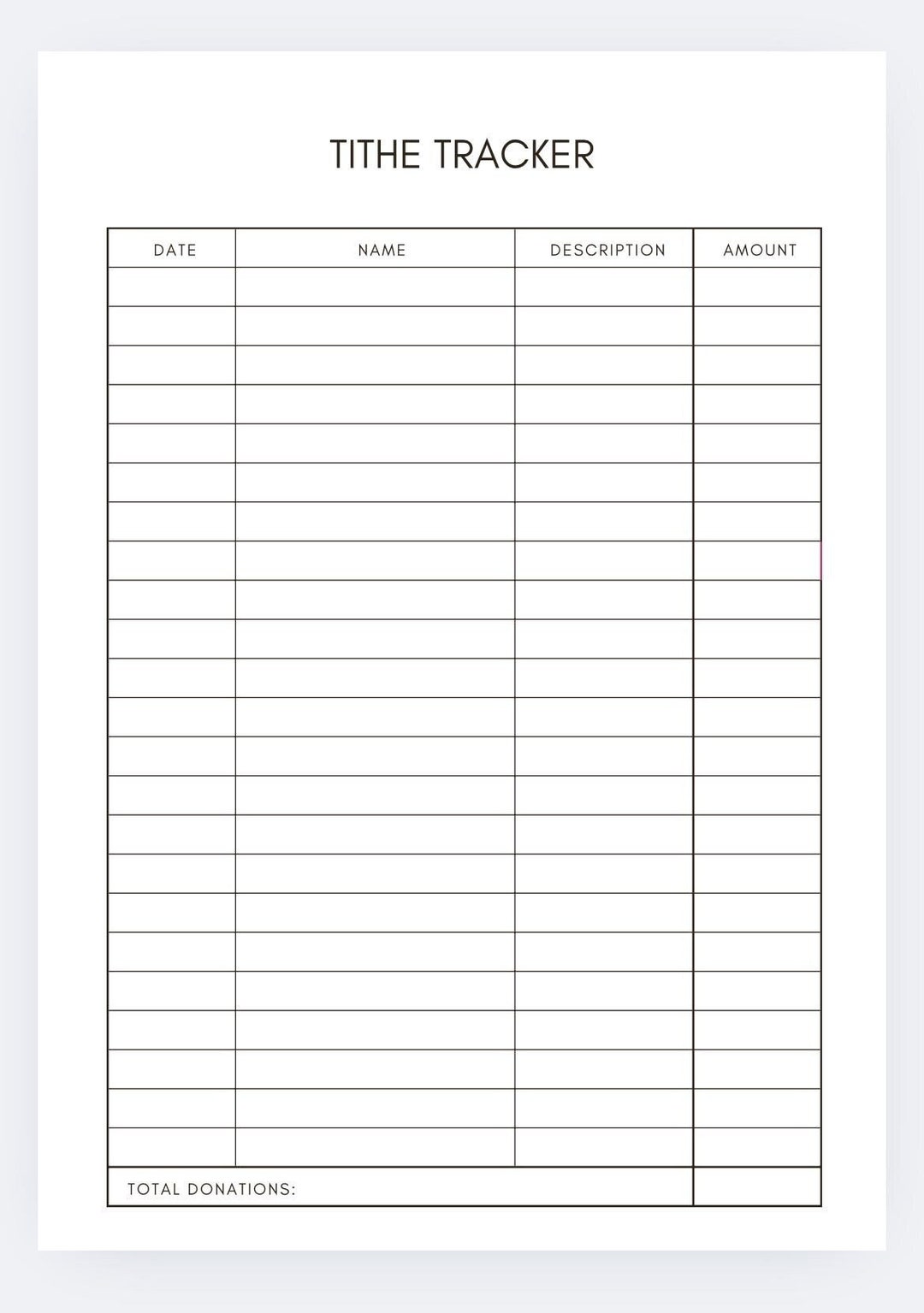 Tithe Tracker,tithing Planner,donation Planner,faith-based Budget Form ...