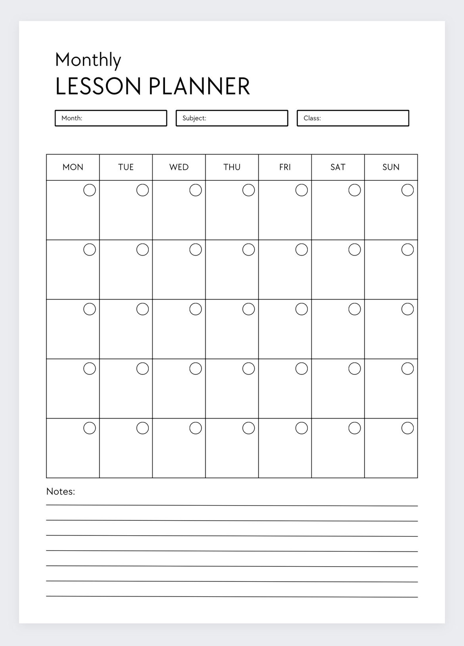 Lesson Plan Template, Lesson Planner Printable, Homeschool Teacher ...