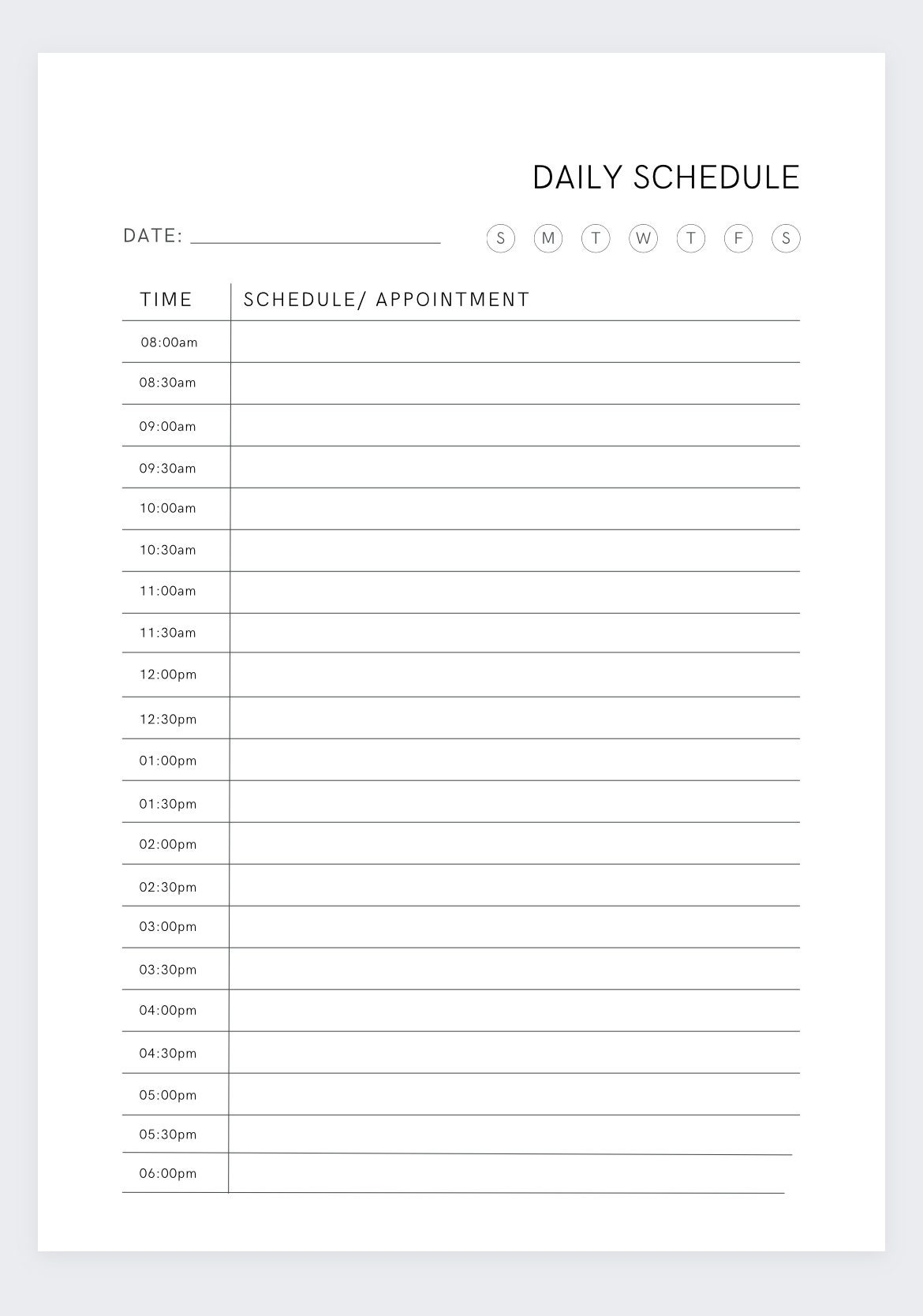 Daily Schedule,day in a Year,daily Appointments,hourly to Do List,daily ...