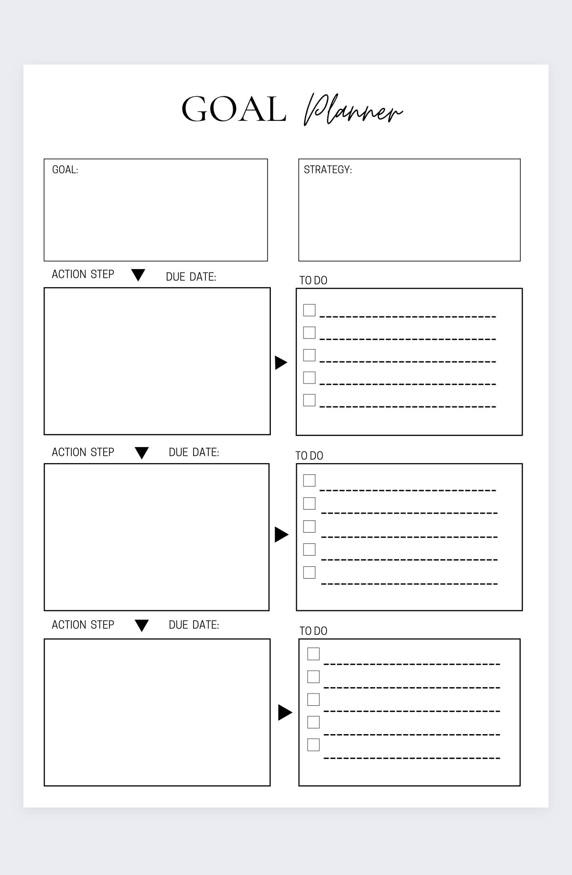 Goal Planner Template Organizer Pages Goal Tracker Goal Planning