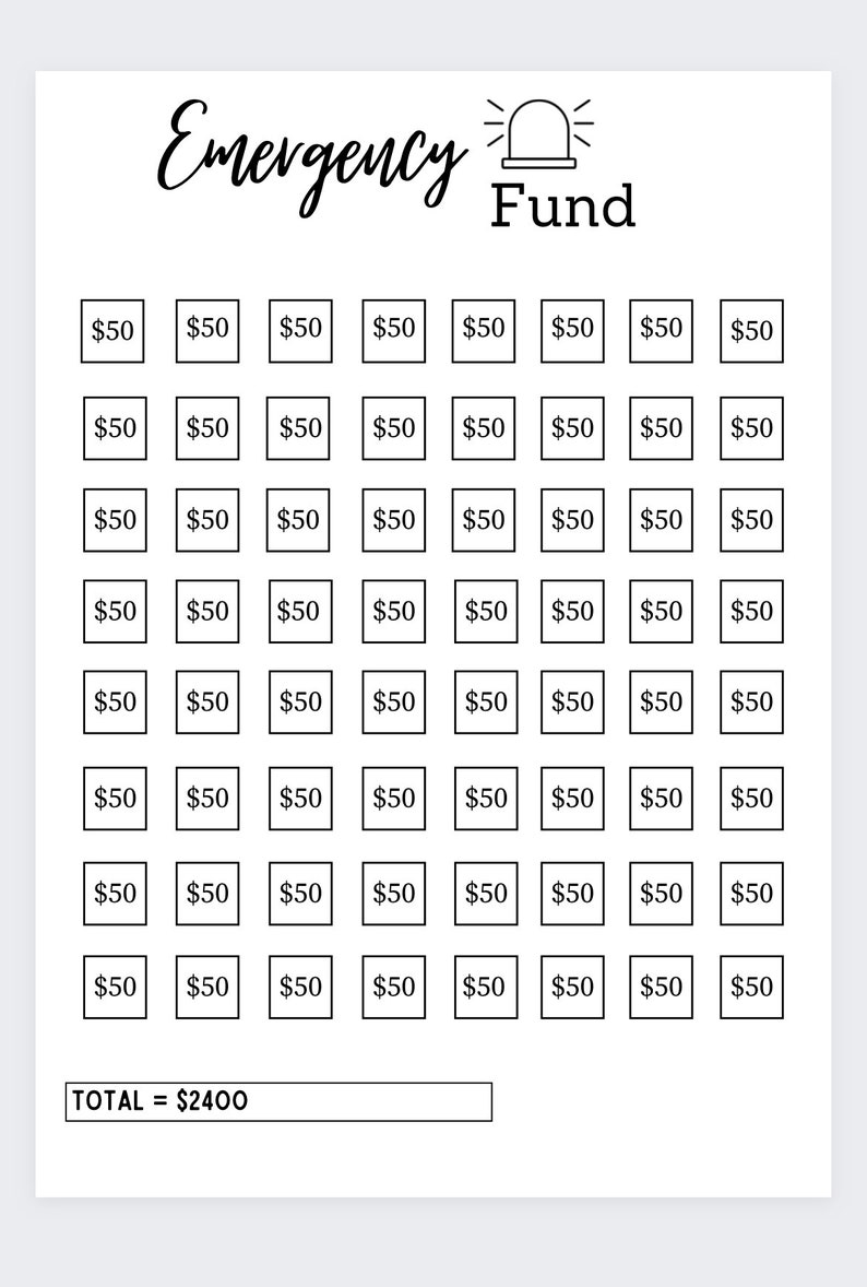Emergency Fundemergency Fund Tracker Money - Etsy