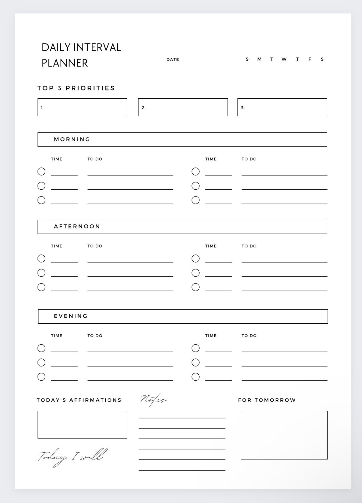 Daily Interval Planner,thought Organiser,adhd Planner,daily Planner ...