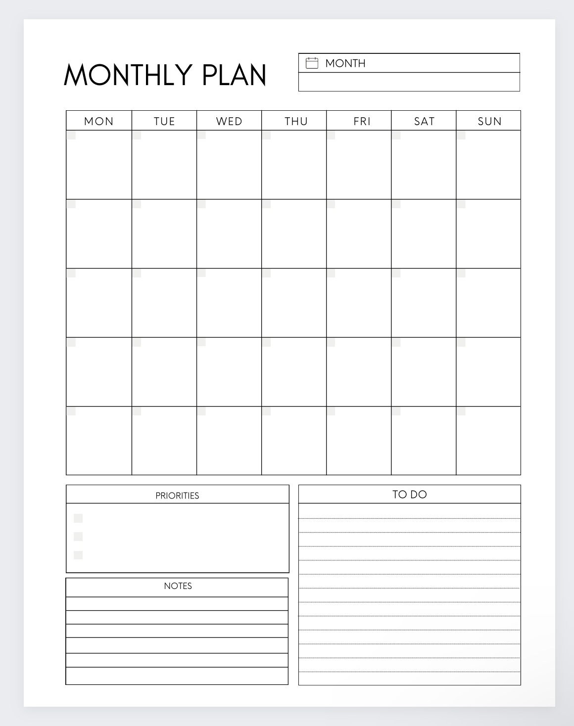 Monthly Planmonthly Plannermonth at a Glancemonthly - Etsy