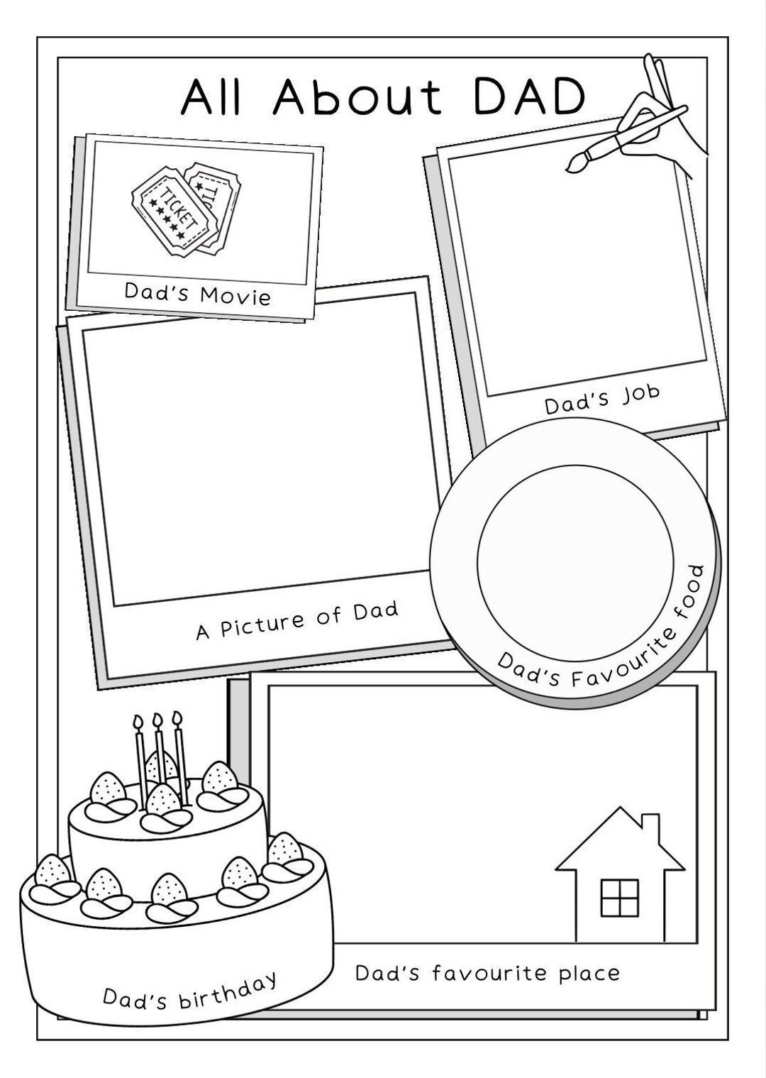 All About My Dad,dad Worksheet,dads Favourite ,keepsake Gift for Dad ...