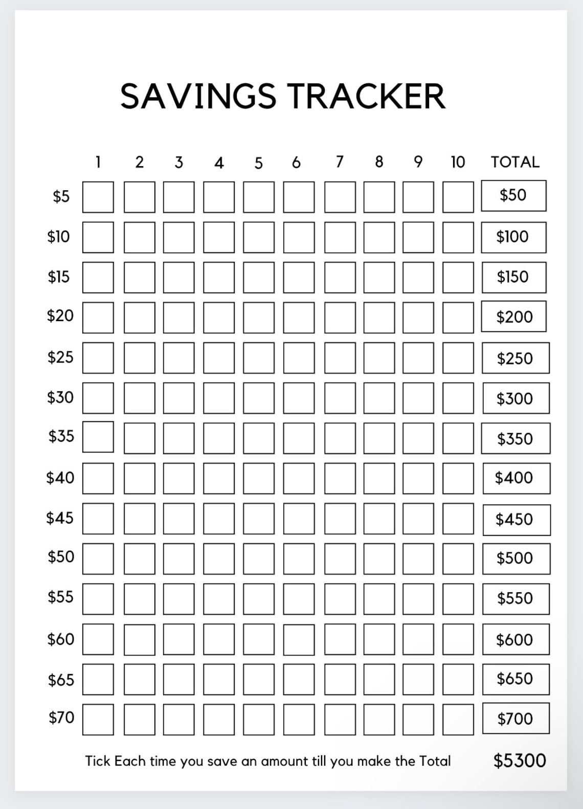 Saving Gridsavings Challengesavings Chartsave 5000savings - Etsy UK