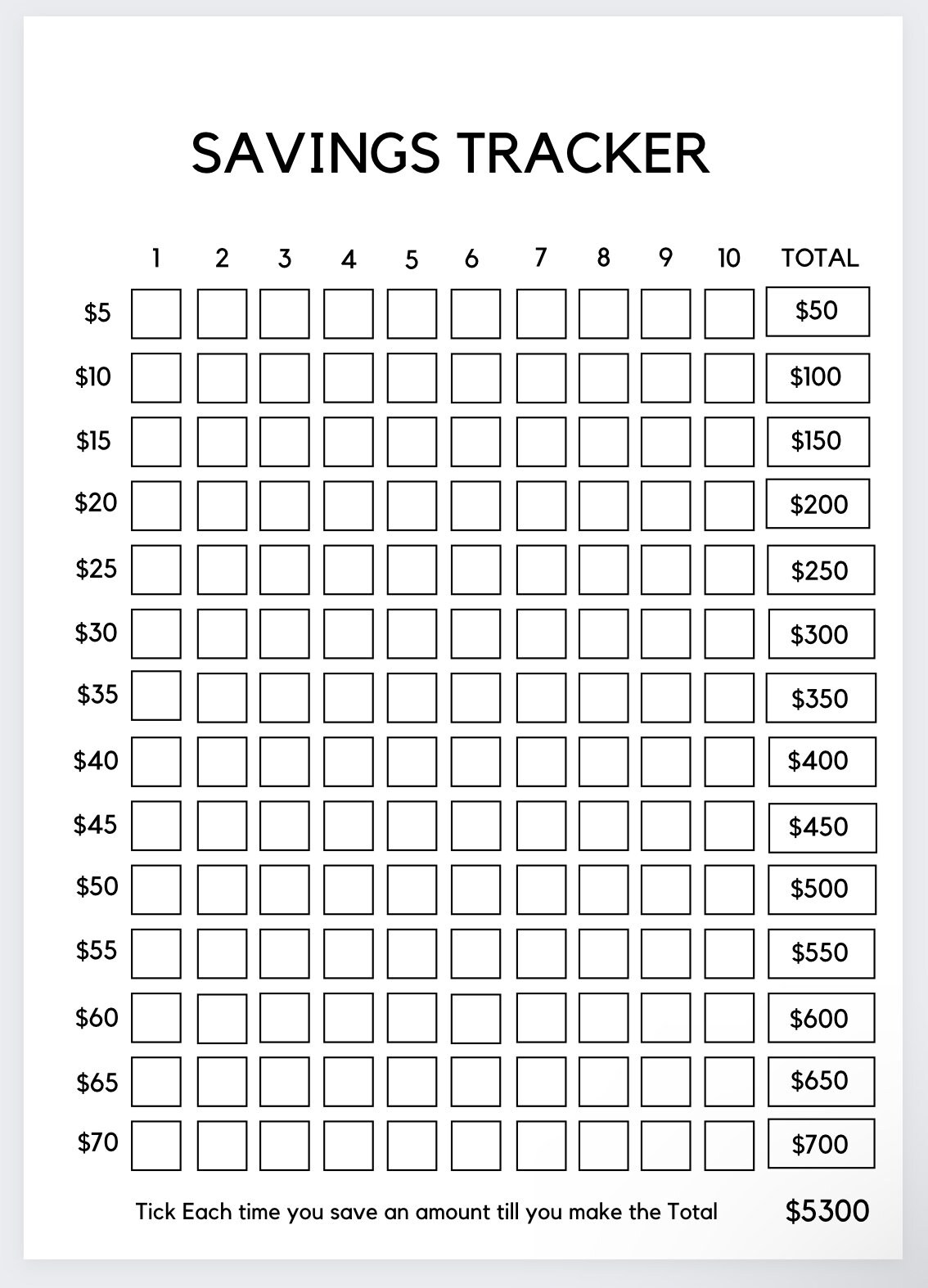 Saving Gridsavings Challengesavings Chartsave 5000savings - Etsy UK
