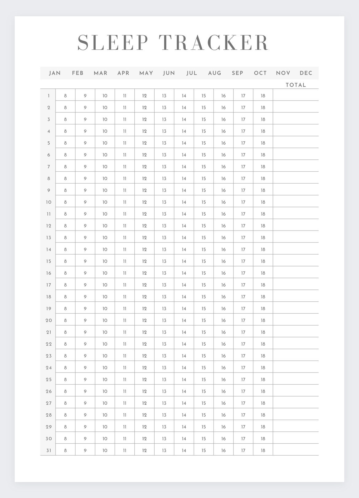 Sleep Tracker Printablesleep Listweekly Sleep Logdigital - Etsy