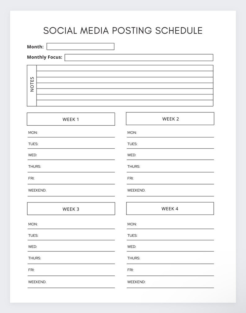 Social Media Posting Schedule, Content Planner, Social Media Calendar ...