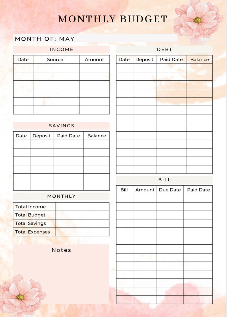 12 Month Gradient Monthly Budget Planner, Finance Journal,budget Binder ...