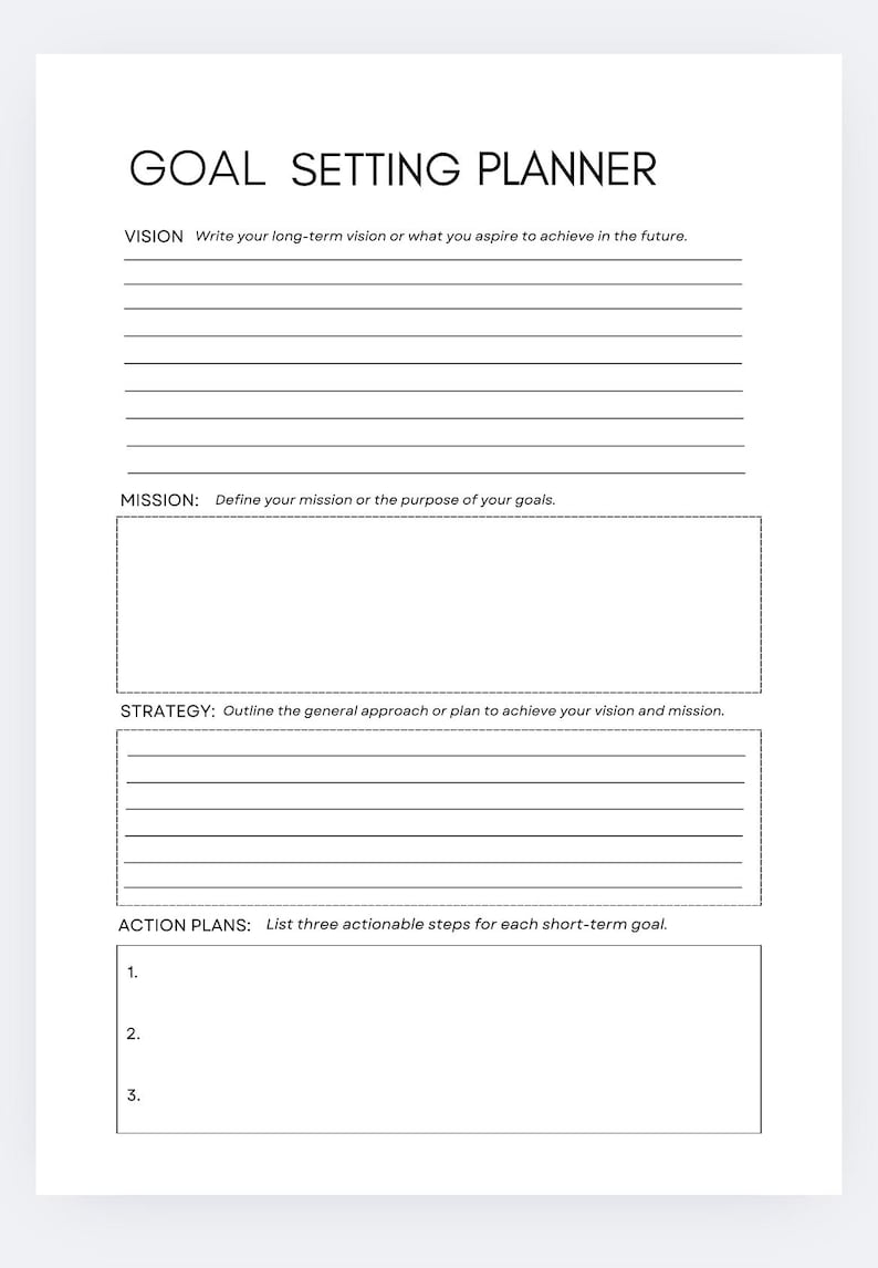 Goal Setting Plan,goal Setting Sheet,smart Goals Planner,life Goals ...