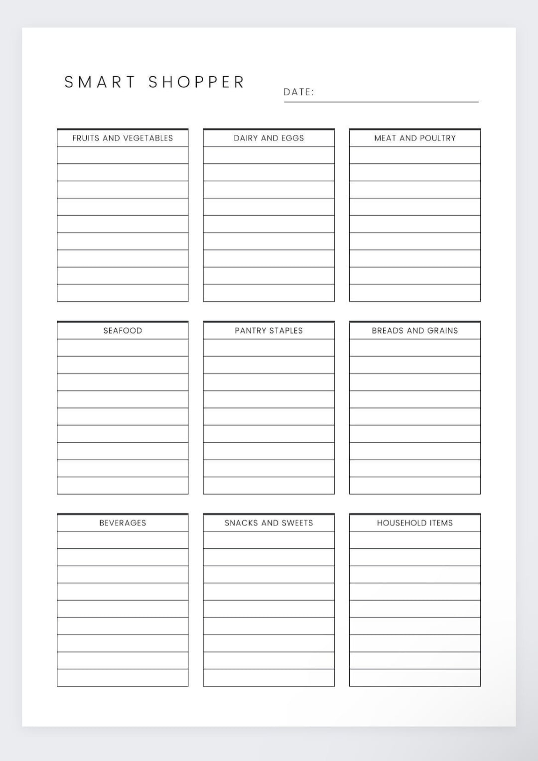 Smart Shopper Planner,shopping List Planner,grocery List,shopping ...