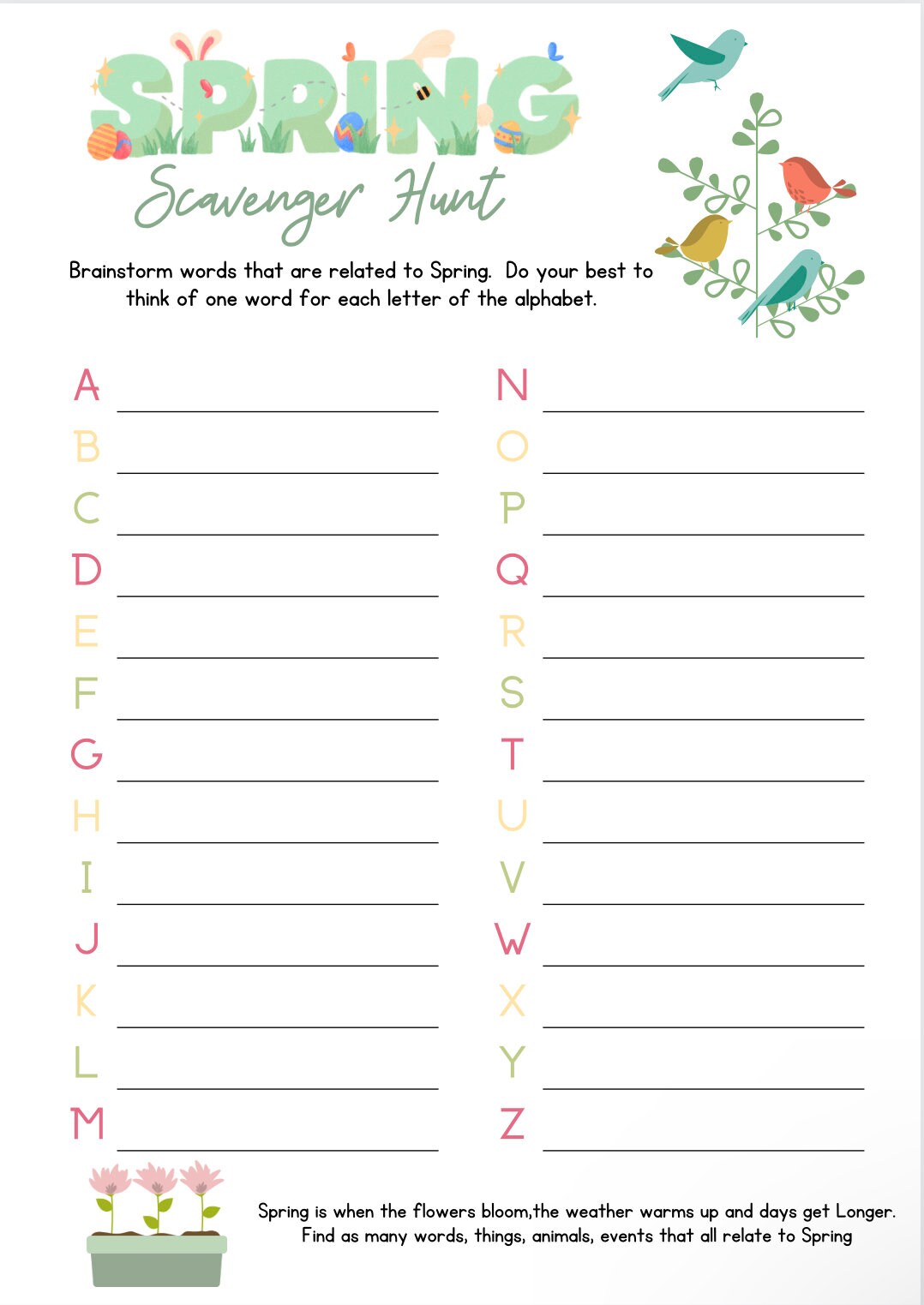 Spring Scavenger Hunt,easter Activities,spring Fun,kids Spring ...