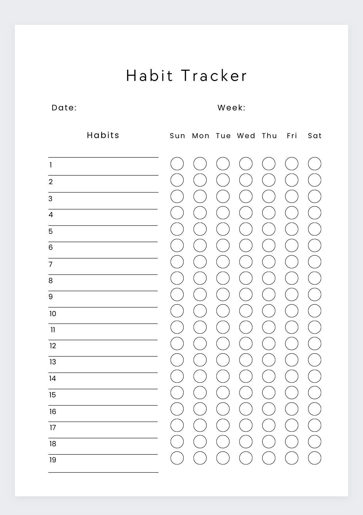 Weekly Habit Tracker Printable,habit Tracker Template,routine Tracker,7 ...