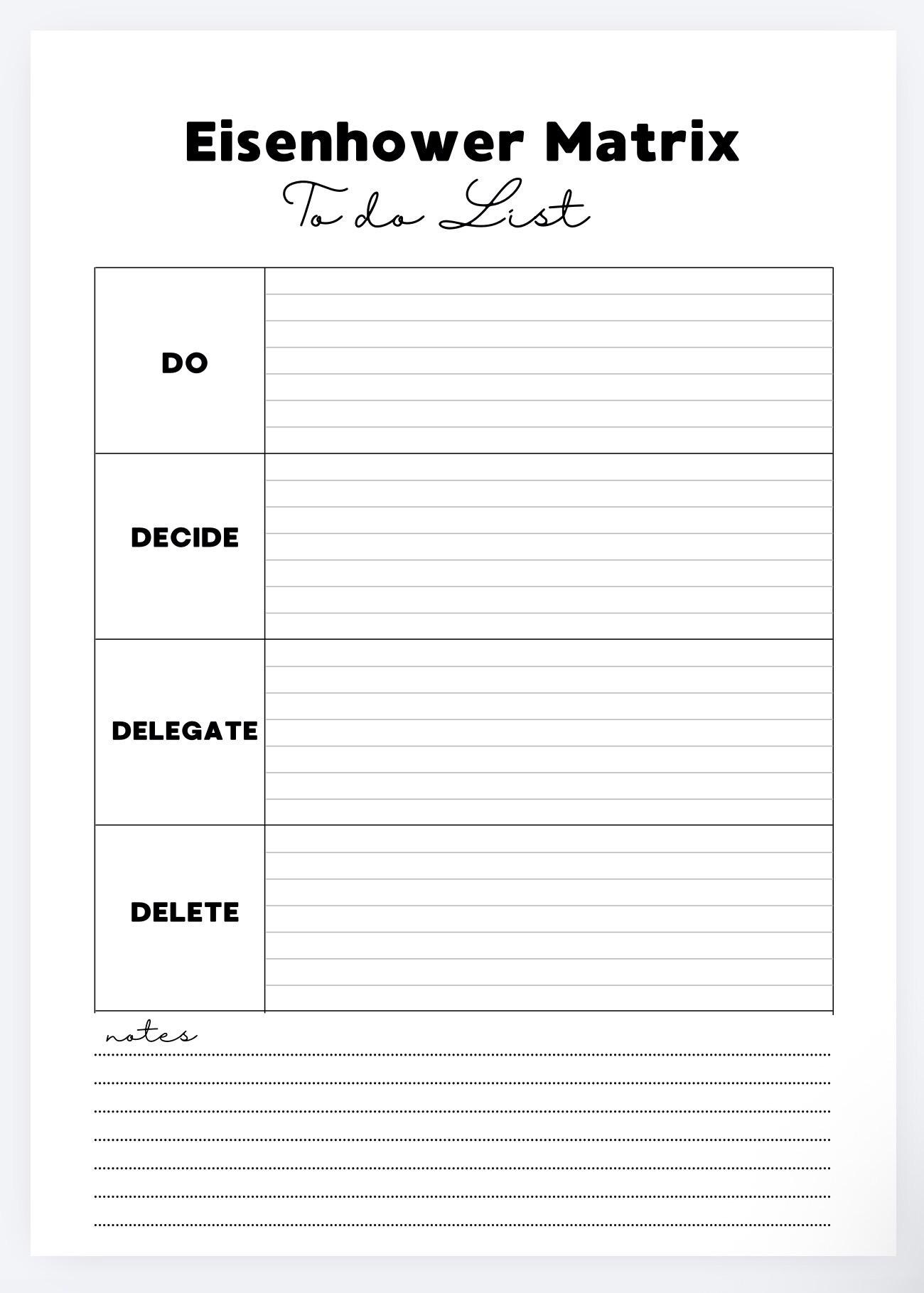Eisenhower Matrix to Do List, Priority Task Planner Printable,urgent ...