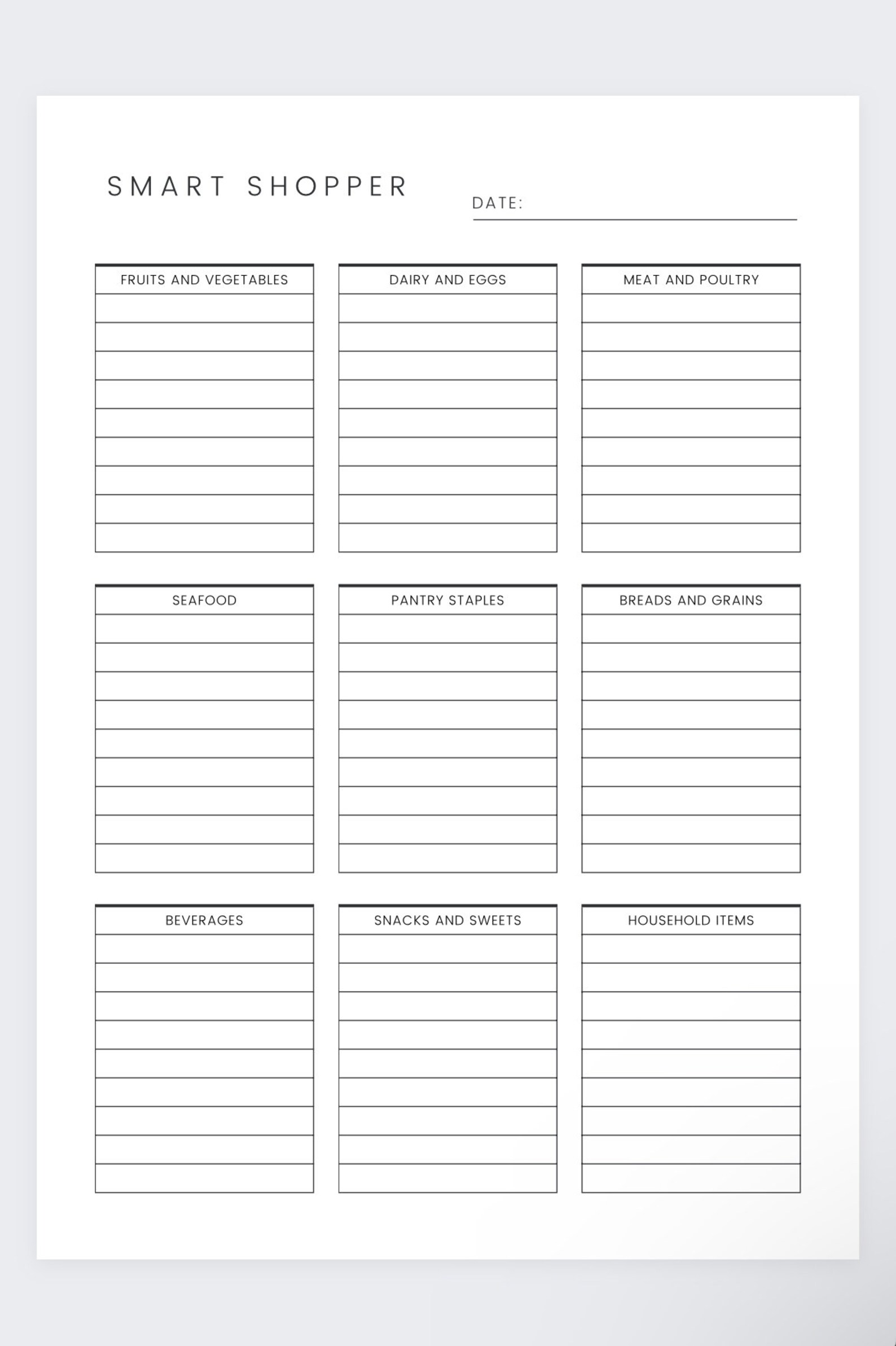 Smart Shopper Planner,shopping List Planner,grocery List,shopping ...