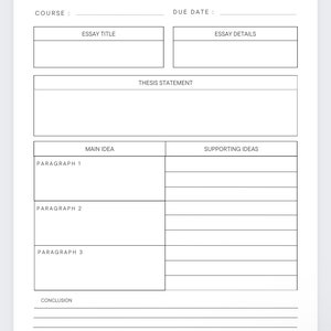 Essay Plan Template,essay Planner,academic Planner,revision Guide,essay ...