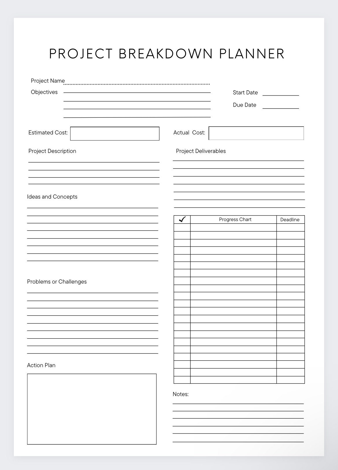 Project Breakdown Planner,project Delivery,meeting Agenda,project ...