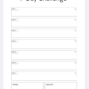 7 Day Challenge,weekly Challenge Template,7 Day Goal Planner,challenge ...