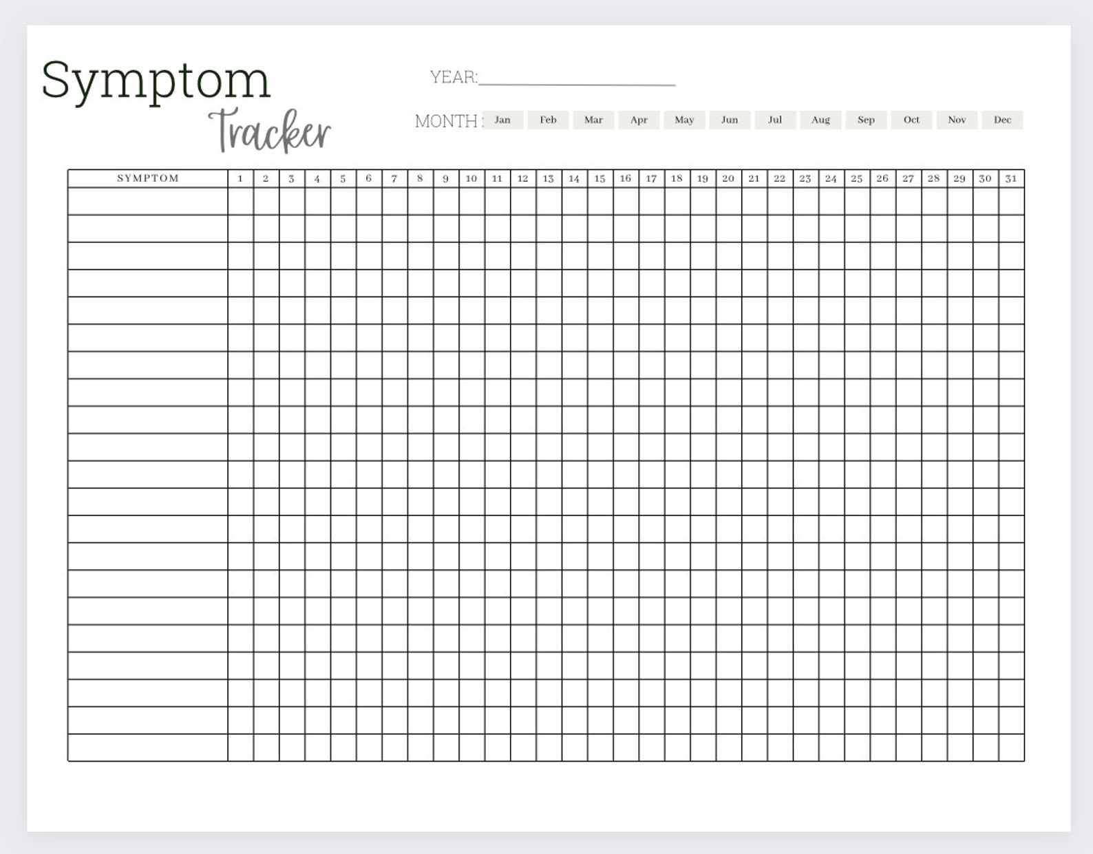 Symptom Tracker,printable Medical Planner,medical Diary,medication Log ...