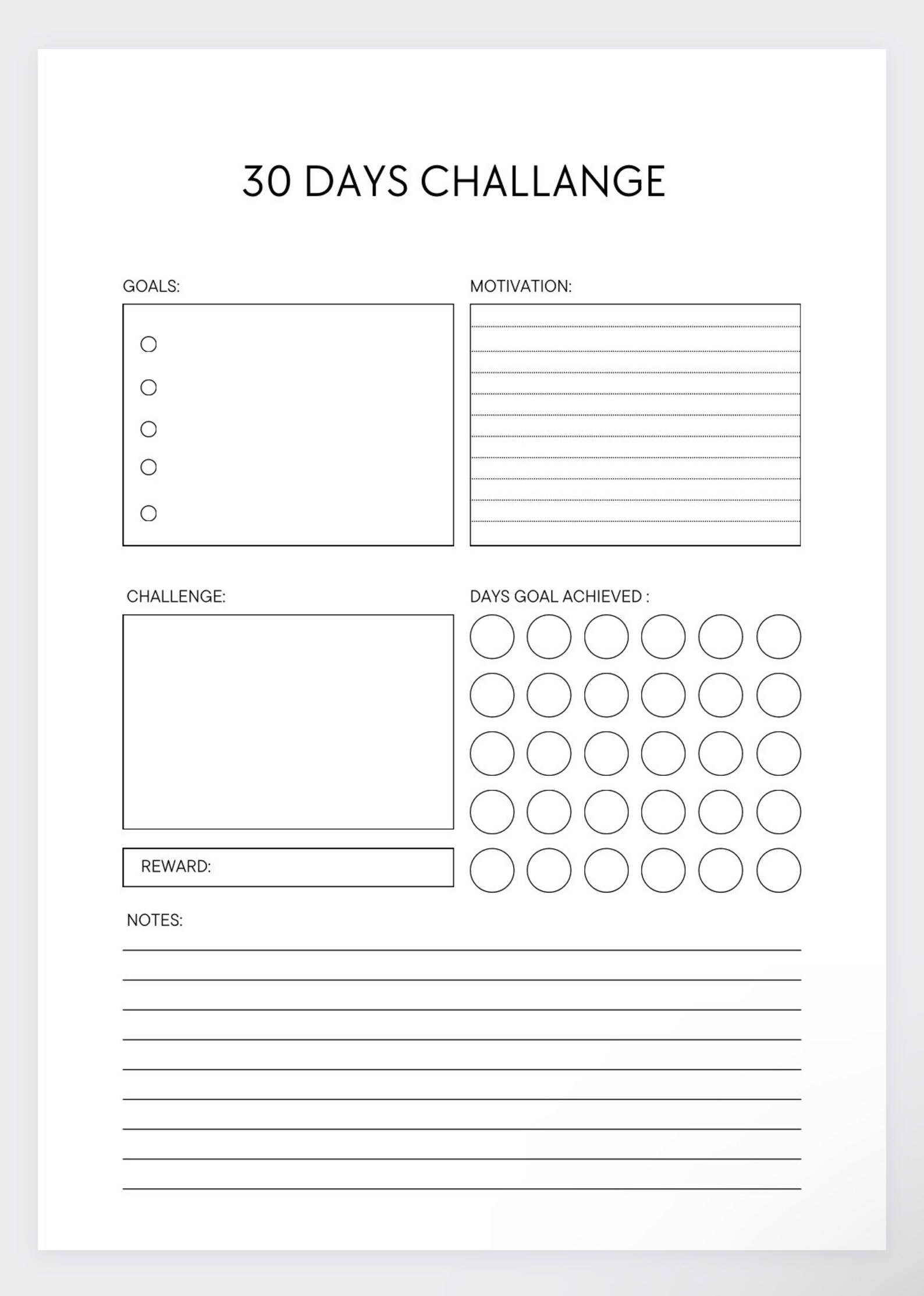 30 Day Challenge,printable Habit Tracker,30 Day Goal Planner Daily ...