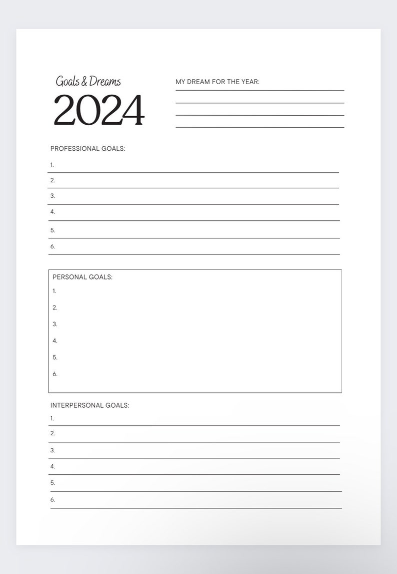 Goal Planner 2024,personal Goal Planner,dream Life Planner,goal Setting ...