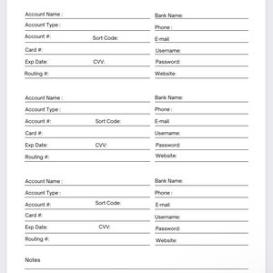 Bank Account Tracker, Money Management Log, Finance Tracker, Budgeting ...