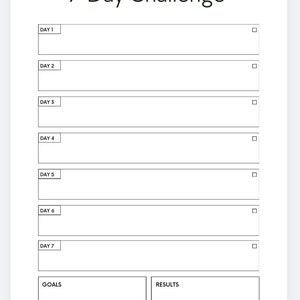 7 Day Challenge,weekly Challenge Template,7 Day Goal Planner,challenge ...
