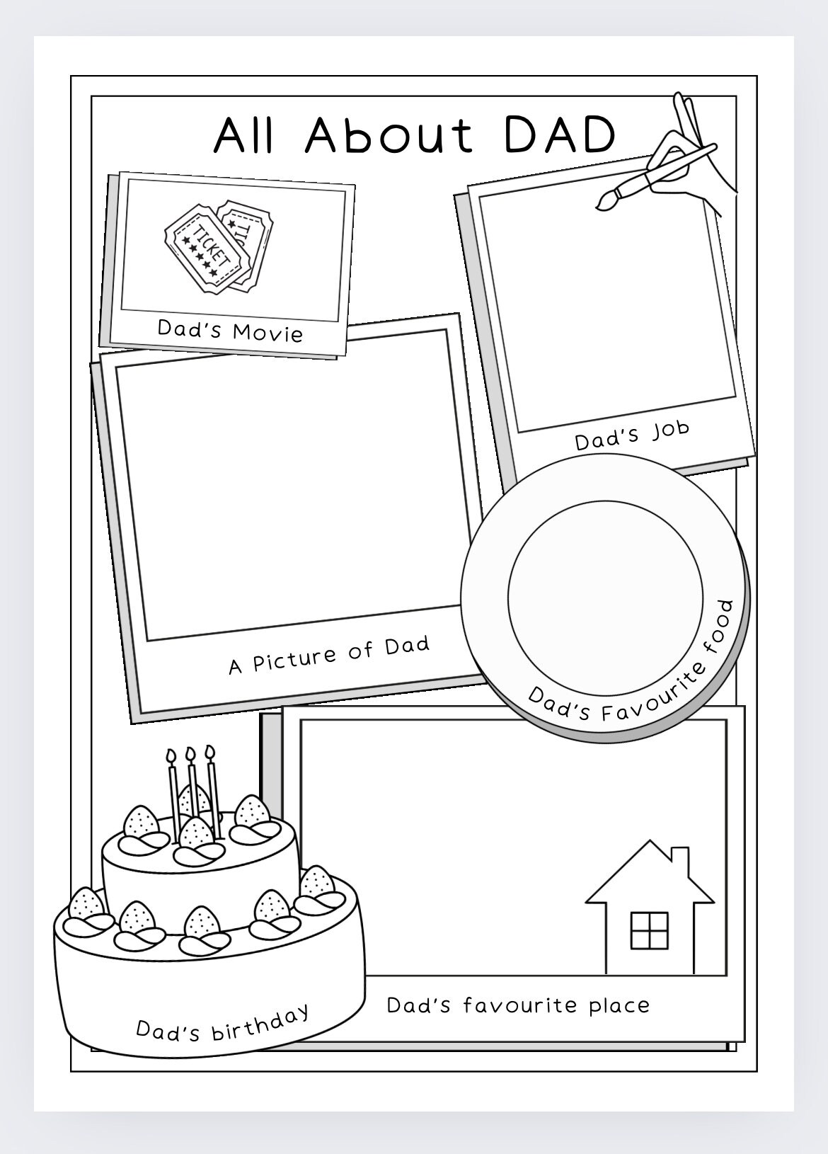 All About My Dad,dad Worksheet,dads Favourite ,keepsake Gift for Dad ...