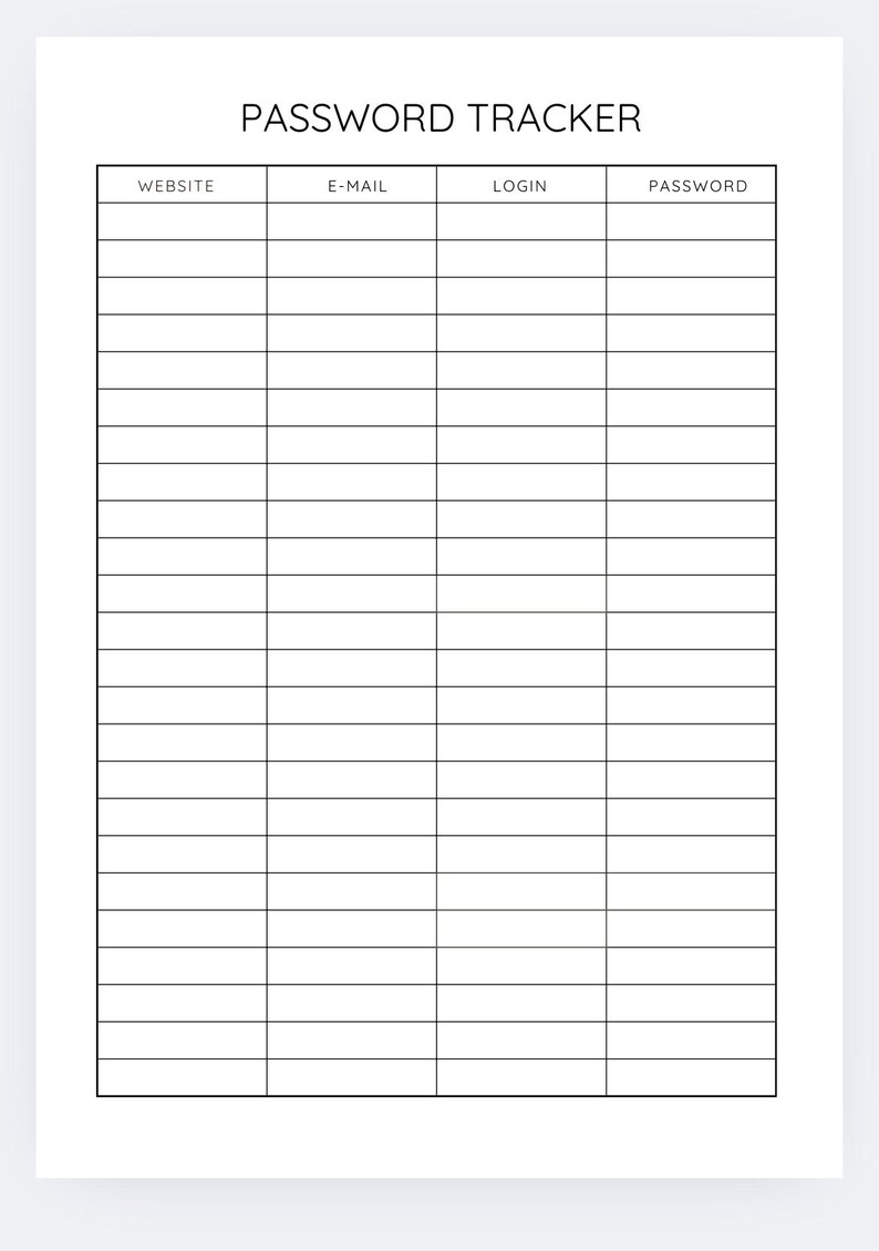 Password Tracker,account Manager,login Tracker,username Tracker ...
