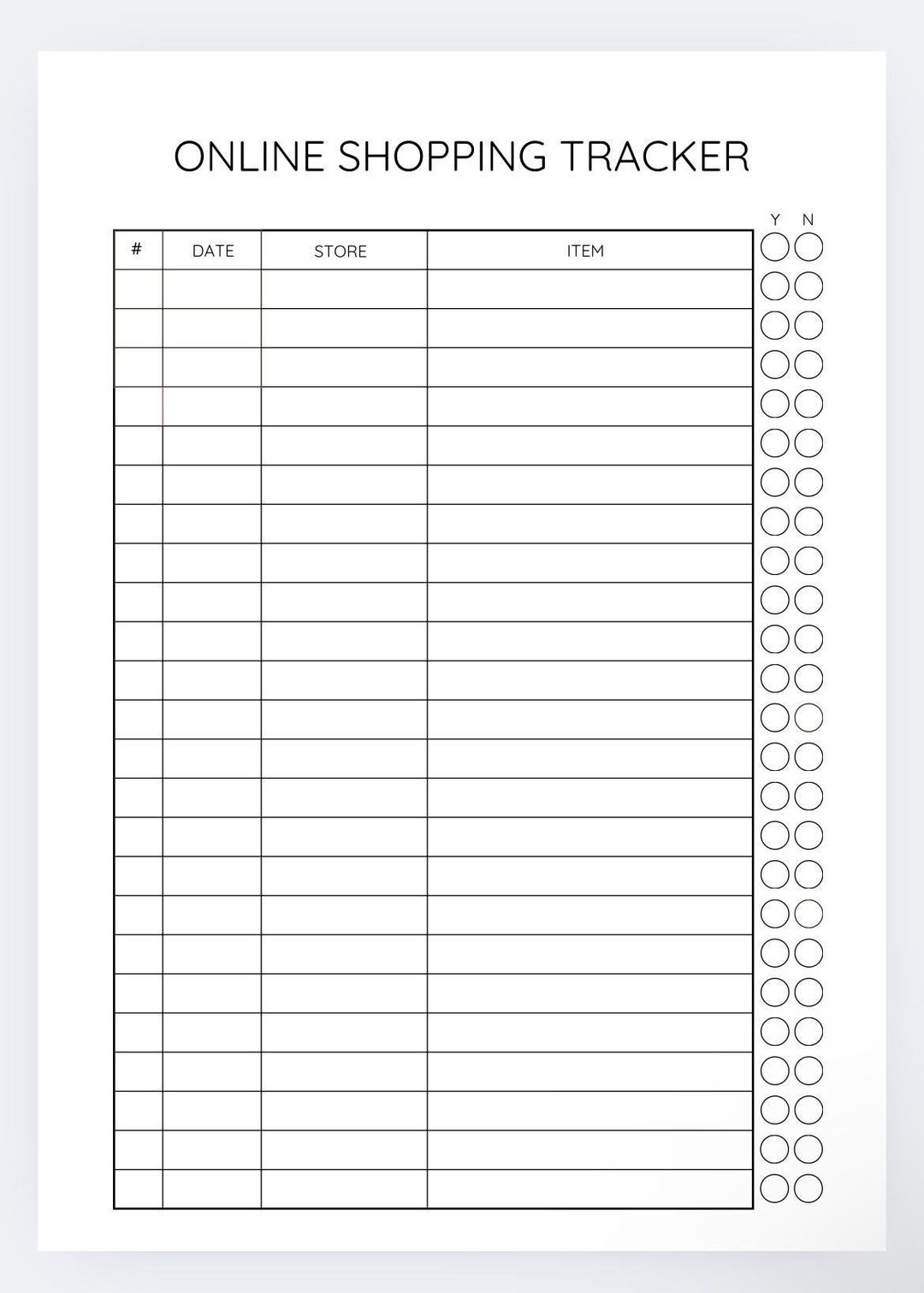 Online Shopping Tracker,tracking Tool Organizer,online Purchase Planner ...