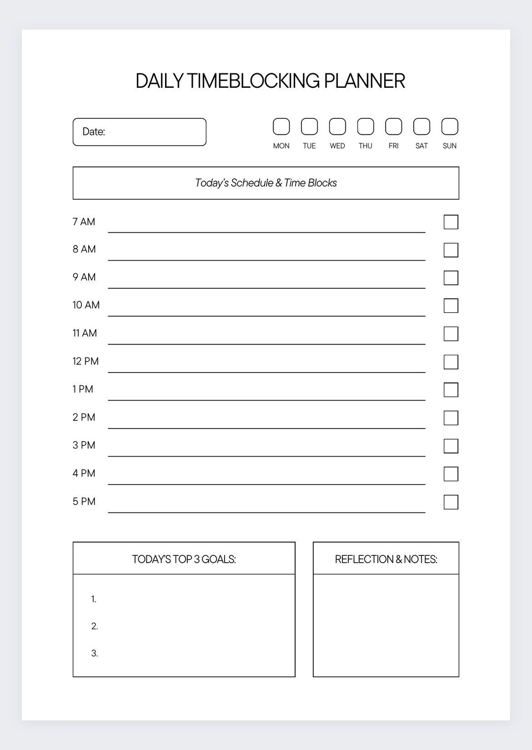 Daily Timeblocking,timeblocking Planner Printable,daily Schedule ...