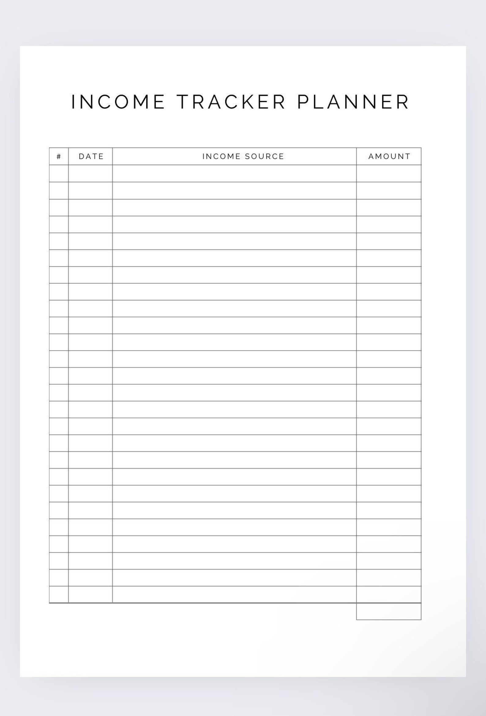 Income Tracker Planner,income Record,income Template,income Tracker ...