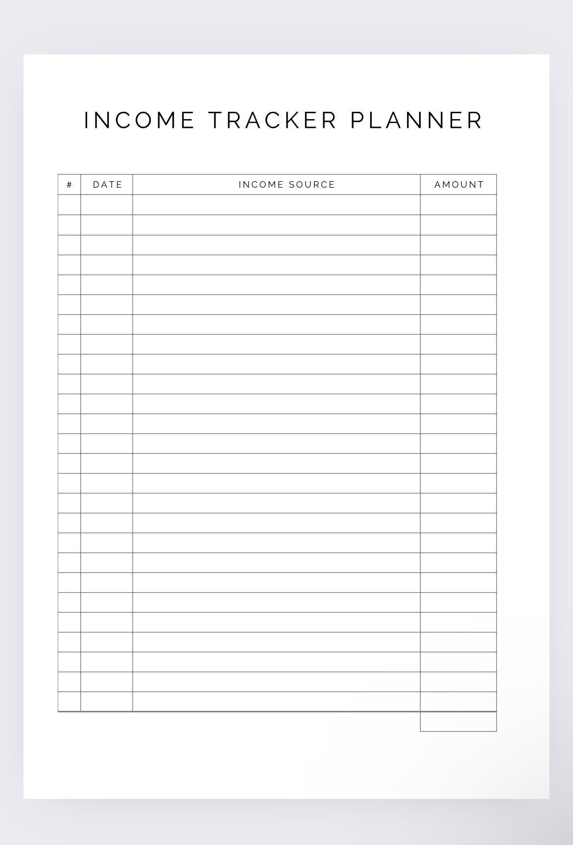 Income Tracker Planner,income Record,income Template,income Tracker ...