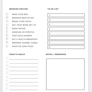 Morning Checklist,morning Routine,daily Checklist,day at a Glance,daily ...