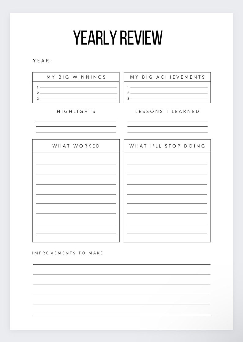 Yearly Review,vision Board,brain Dump,new Resolution,reflection ...