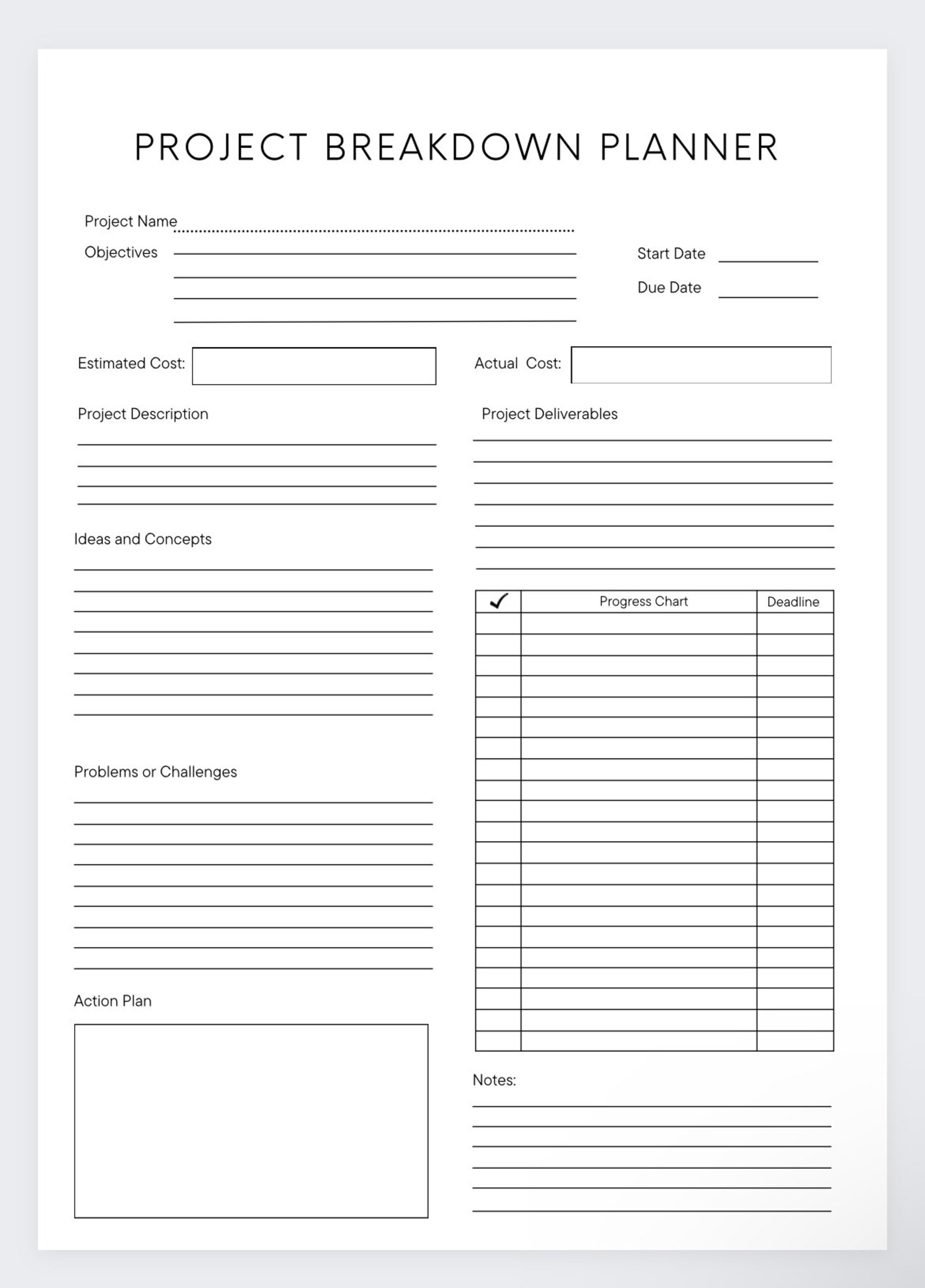 Project Breakdown Planner,project Delivery,meeting Agenda,project ...