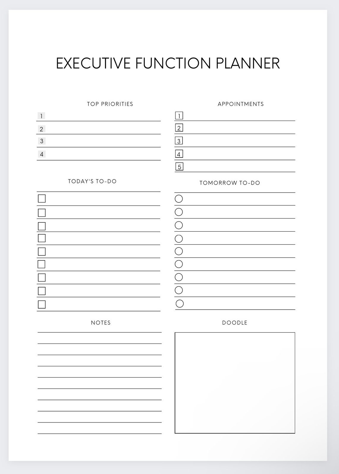 Executive Function Plannerbrain Dump Printablethought - Etsy