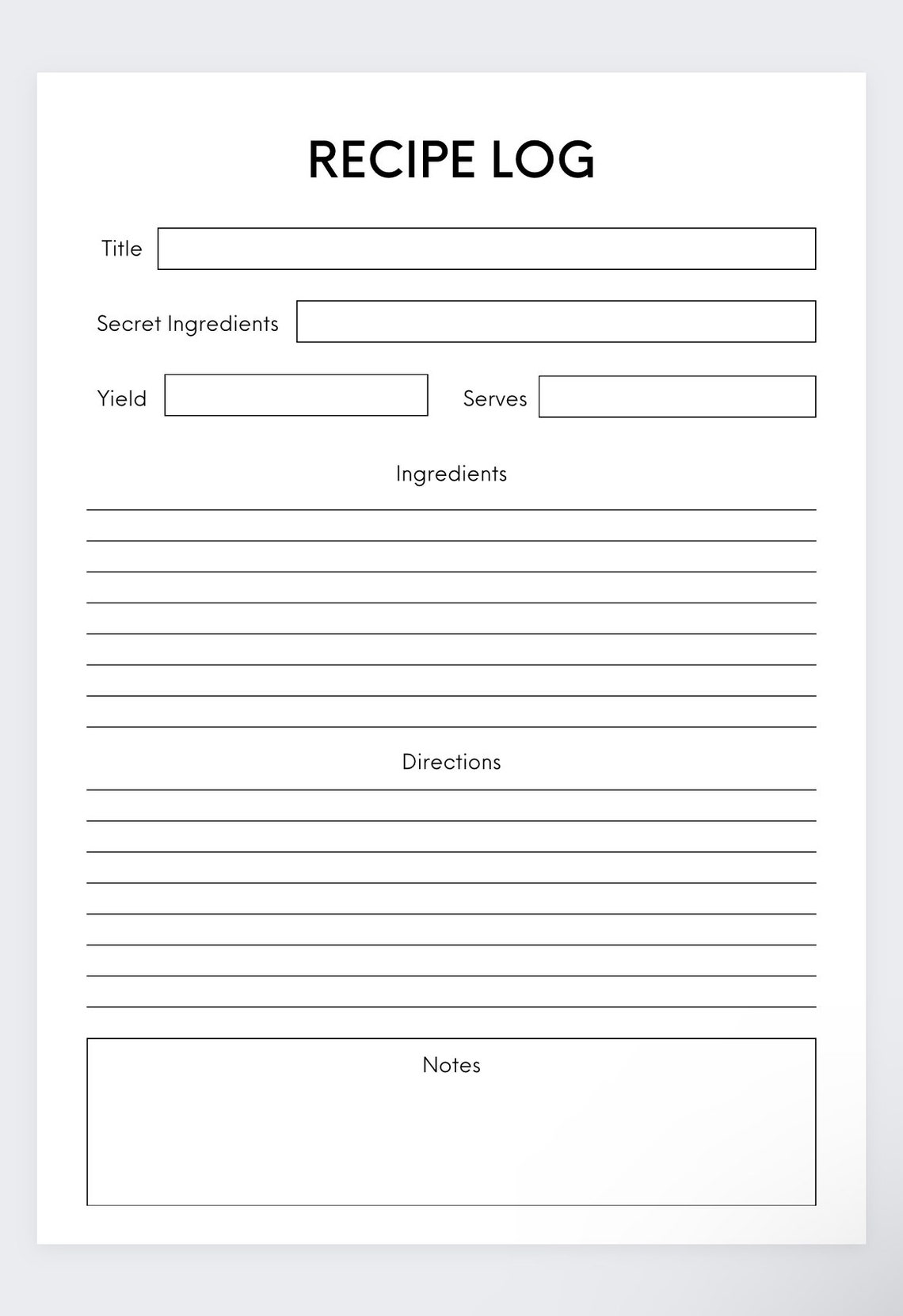 Recipe Log,recipe Template,recipe Planner,recipe Tracker,recipe ...