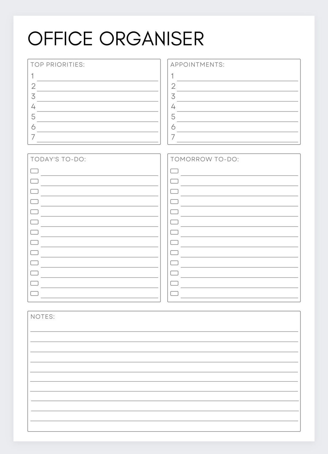 Office Organizer,work Planner,daily Work Planner,appointment Planner ...