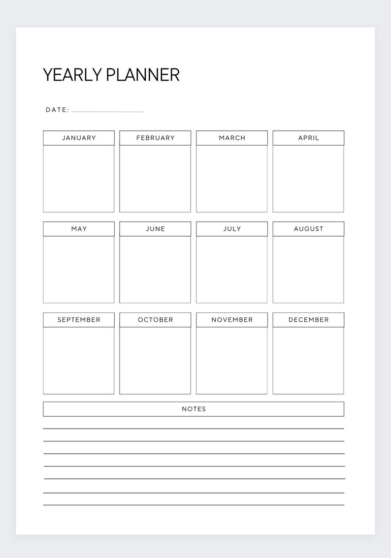 Yearly Planneryear at a Glancenew Year Goalsyearly - Etsy