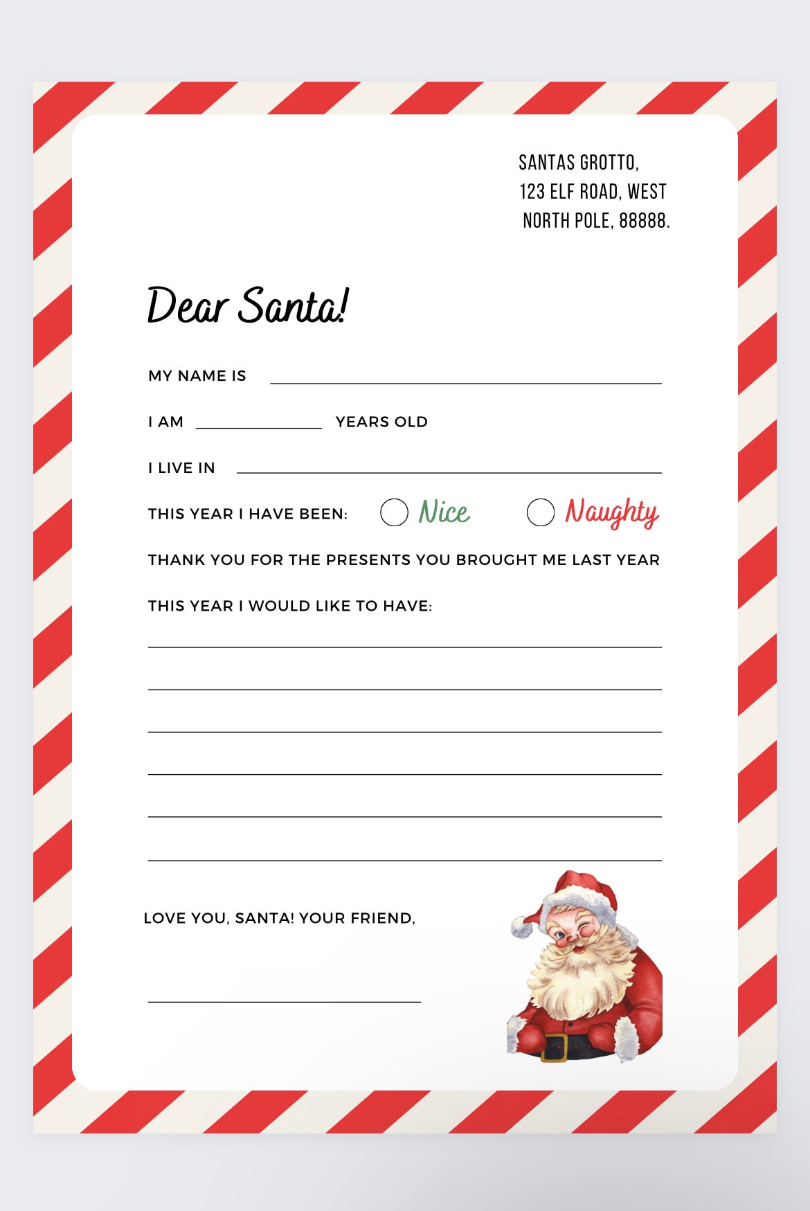Christmas Letter to Santa,letter for Santa,christmas Wish List,santa ...