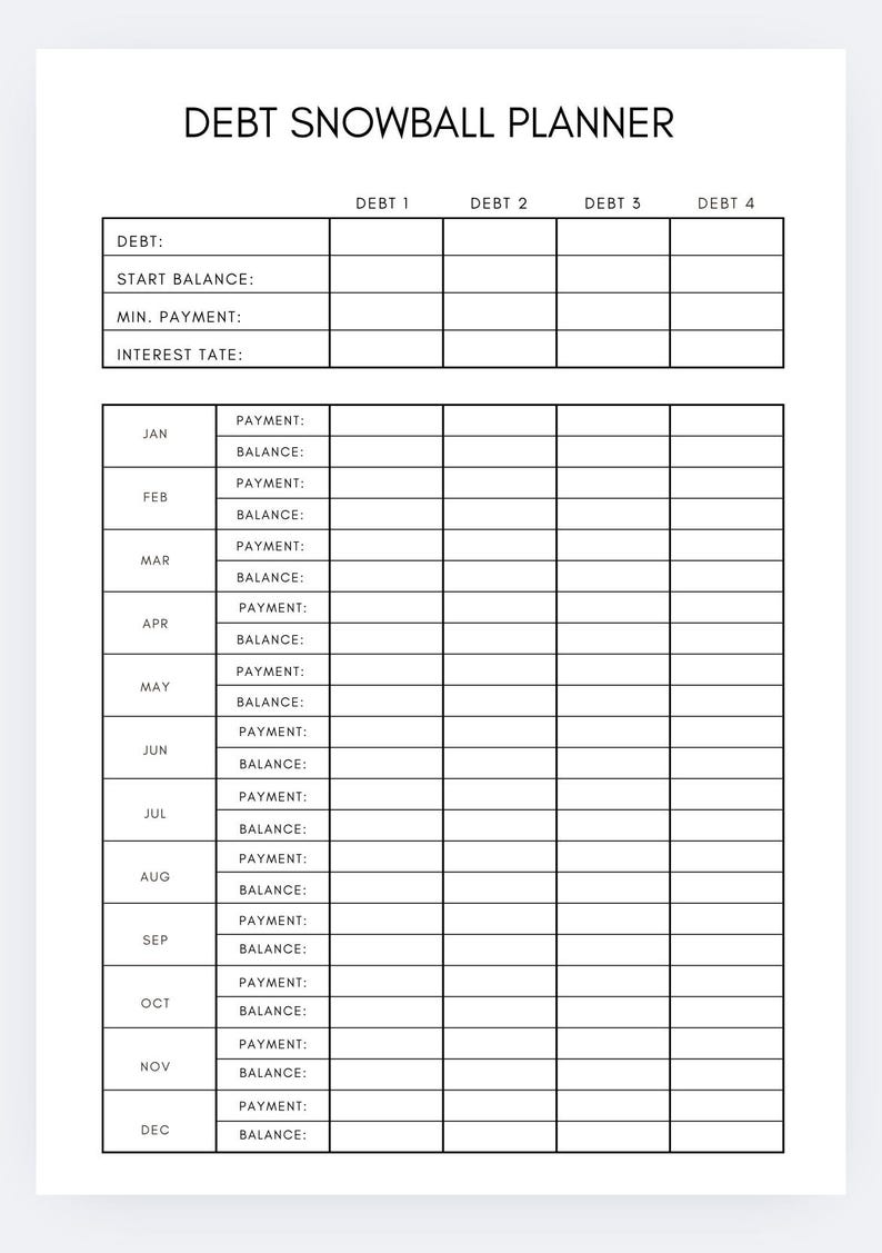 Debt Snowball Planner,debt Snowball,financial Tracker,debt Free Tracker ...