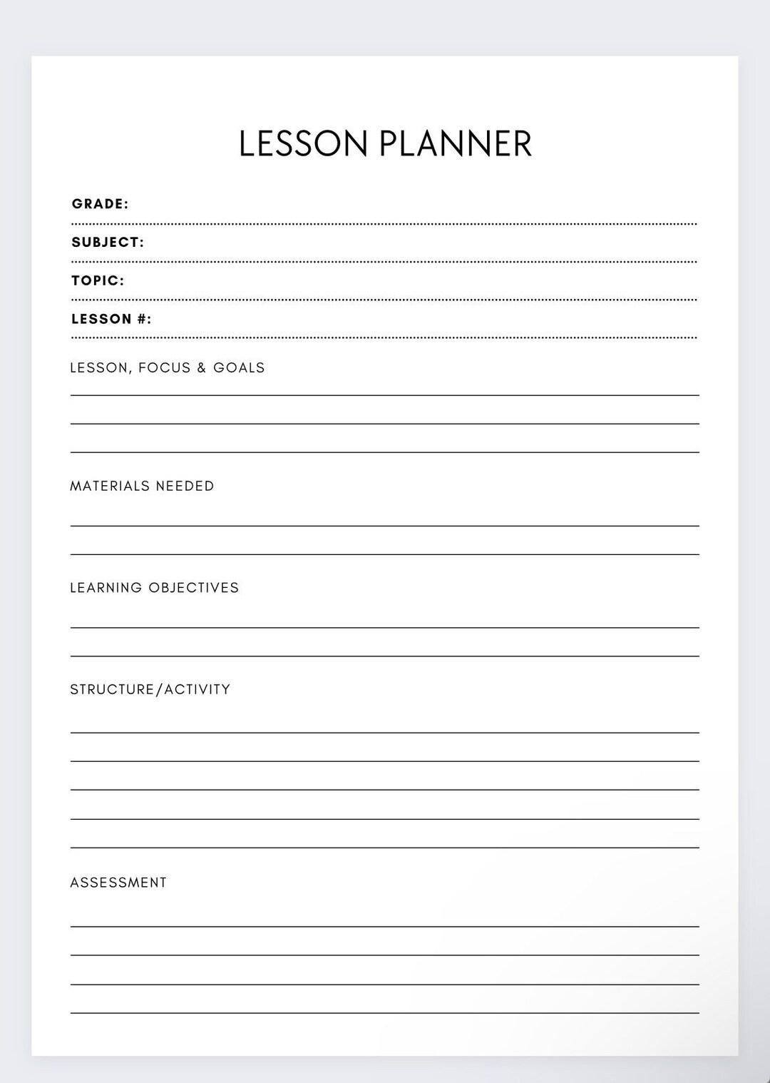 Simple Lesson Planner,teacher Resource,student Agenda,teacher Planner ...