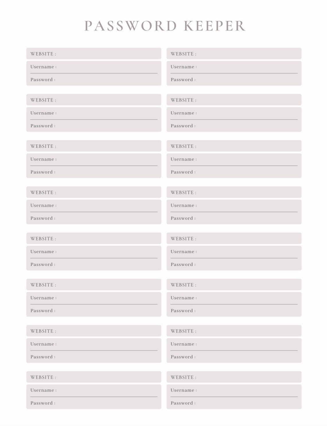 Password Keeper Password Log Password Tracker Printable | Etsy