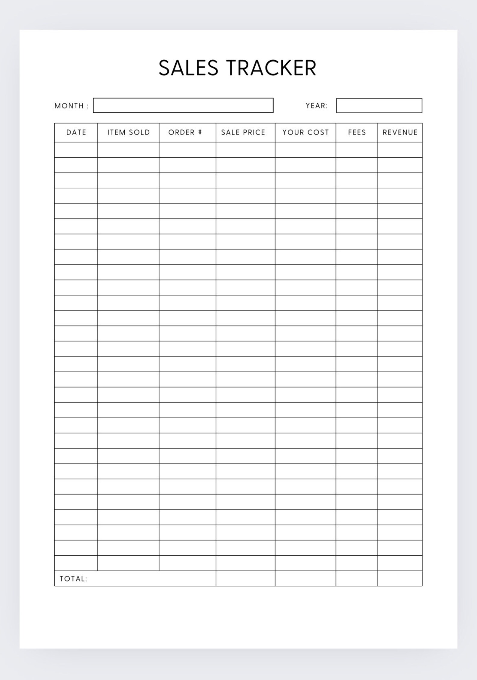 Sales Tracker, Sales Organizer,sales Tracking,sales Log,sales Planner ...