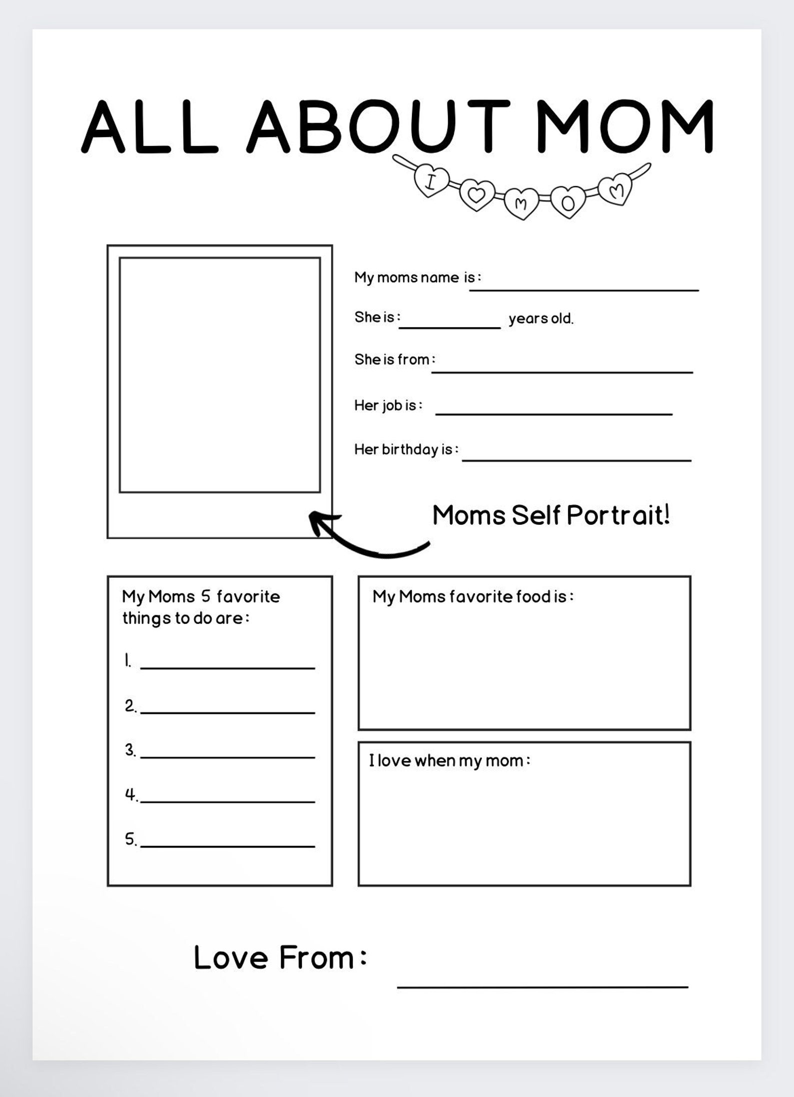 All About My Mom,mom Questionaire,mom Interview,keepsake Gift for Mom ...